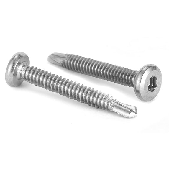 PHYSUN-#12 x 1-1/2" Sheet Metal Screws 100Pcs 410 Stainless Steel Flat ...
