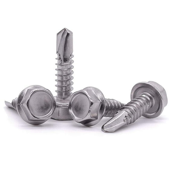 PHYSUN-#12 x 5/8" (50 pcs) Hex Washer Head Self Drilling Screws, 410 ...