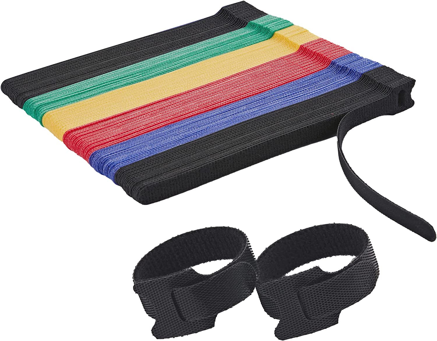 PHYSUN-120 PCS Fastening Cable Ties Reusable, Multi-purpose 8 in Cable Management Ties with Hook ...