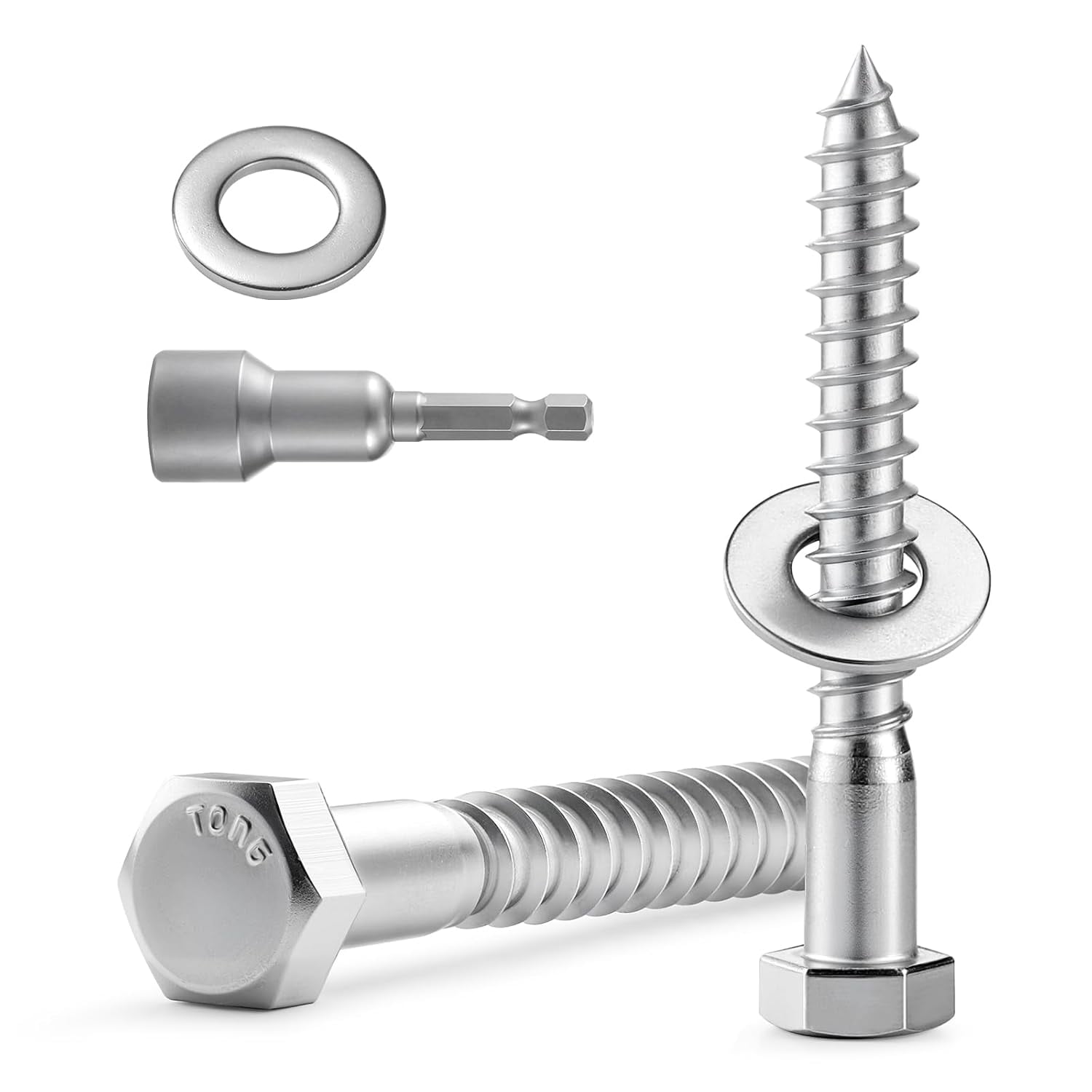 PHYSUN-13 Sets 5/16" x 2-1/2" Hex Head Lag Screws Bolts with Flat ...