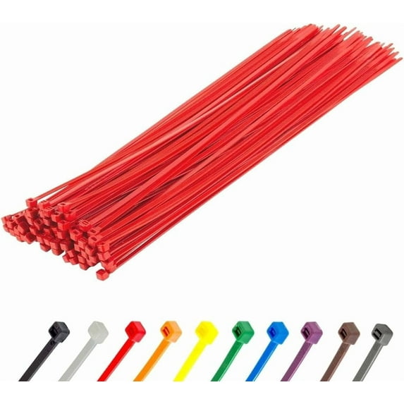 PHYSUN-14 Inch Red Zip Ties, 100 Pack, 50lb Strength, UV Resistant Long ...
