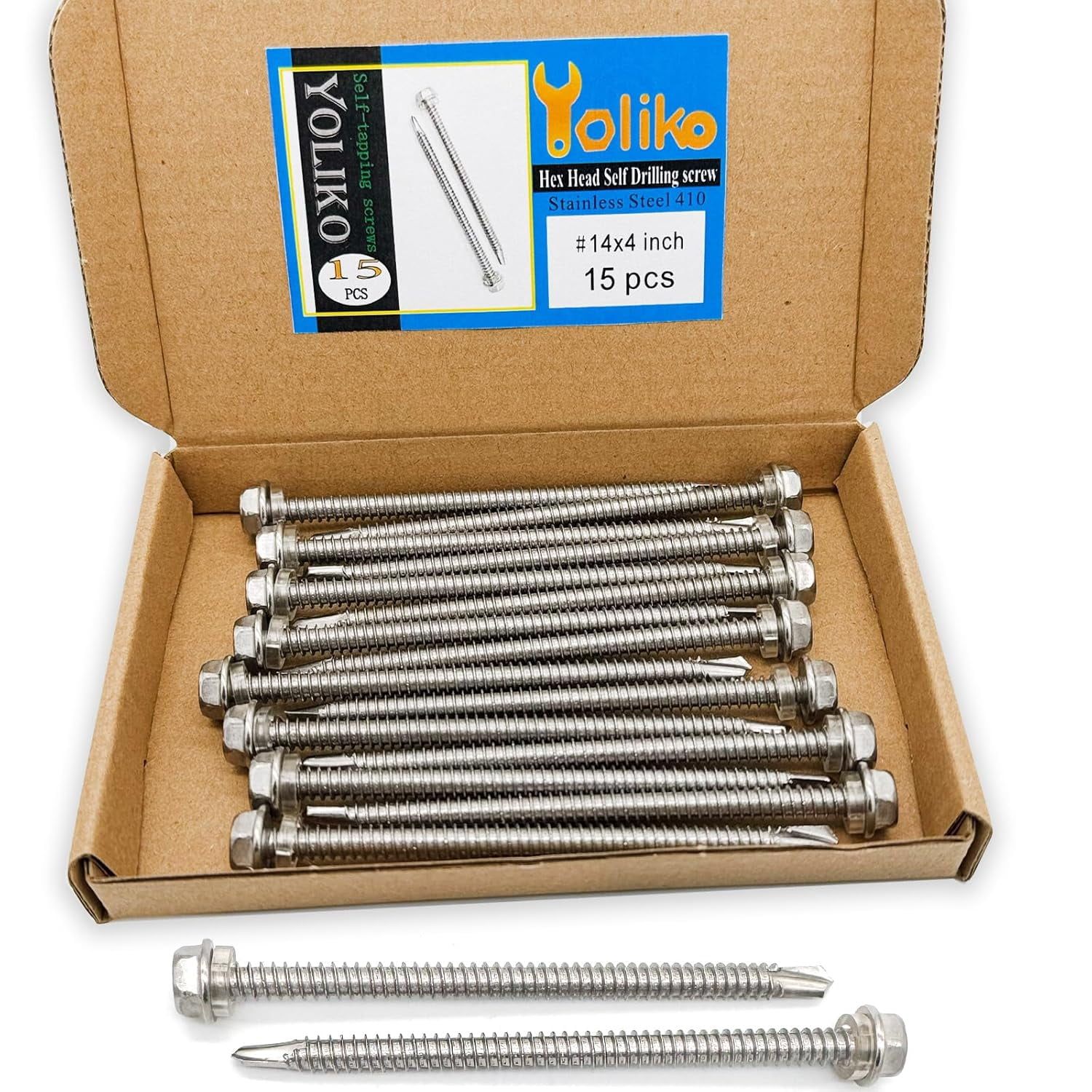 PHYSUN-#14 x4 (1" to 4-7/8" Available) Hex Washer Head Self Drilling ...