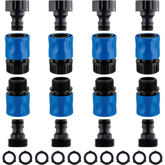 PHYSUN-16 Pieces Garden Hose Quick Connect Fittings 3/4 Inch Plastic ...