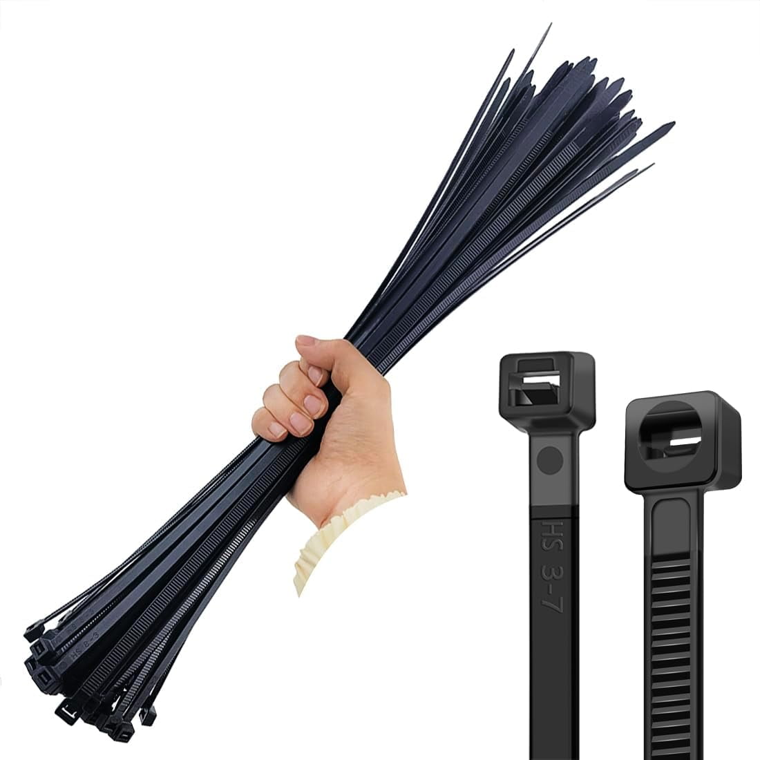 PHYSUN-18 Inch Zip Ties Black Heavy Duty 120 Pounds Wide Straps (50 ...