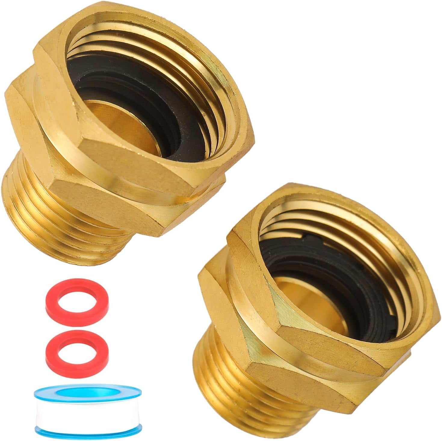 PHYSUN-2 Pack Brass Garden Hose Adapter 3/4" GHT Female x 1/2" NPT Male ...