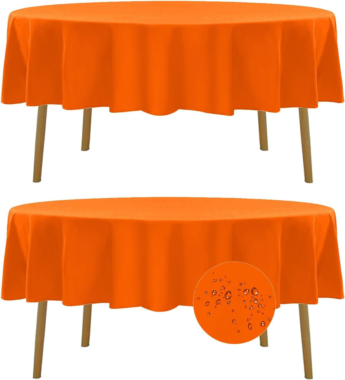PHYSUN-2 Pack Waterproof Round Tablecloth, 60 Inch, Stain Resistant and ...