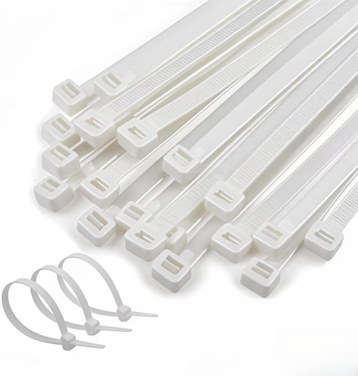 PHYSUN-20" Pro-Grade White Cable Ties (25 Pack) - 62lbs Weatherproof ...