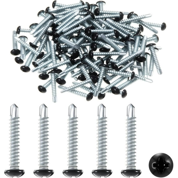 PHYSUN-200 Pcs RV Screws Black Pan Head 8 x 1 Self Tapping Sheet Metal ...