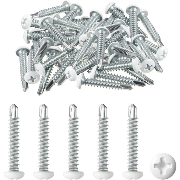 PHYSUN-200 Pcs RV Screws White Pan Head 8 x 1 Self Tapping Sheet Metal ...