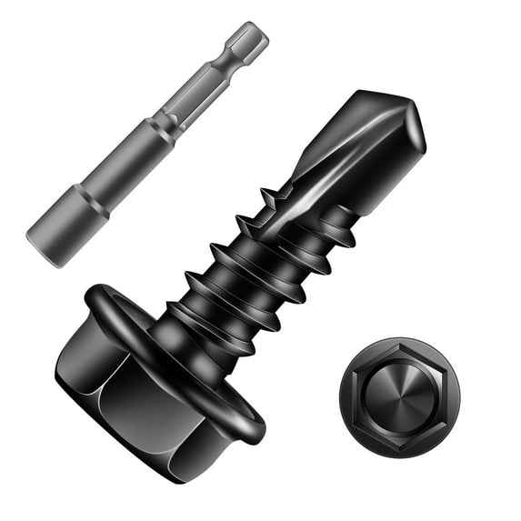 PHYSUN-(242Pcs)#8 x 5/8" Sheet Metal Screws 410 Black Stainless Steel ...