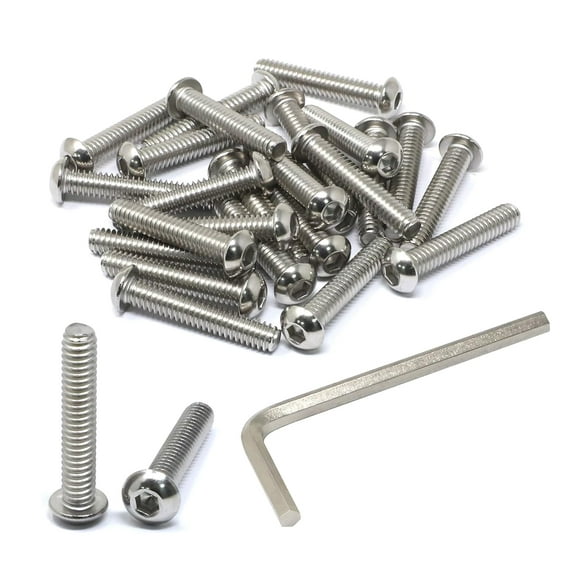 PHYSUN-25 Pcs 1/4-20 x 1-3/8" Stainless Steel 304 Hex Socket Button ...