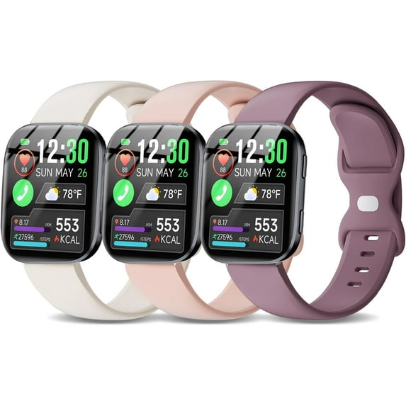 PHYSUN-3 Pack Silicone Sport Watch Bands Compatible with GloryFit T80 ...