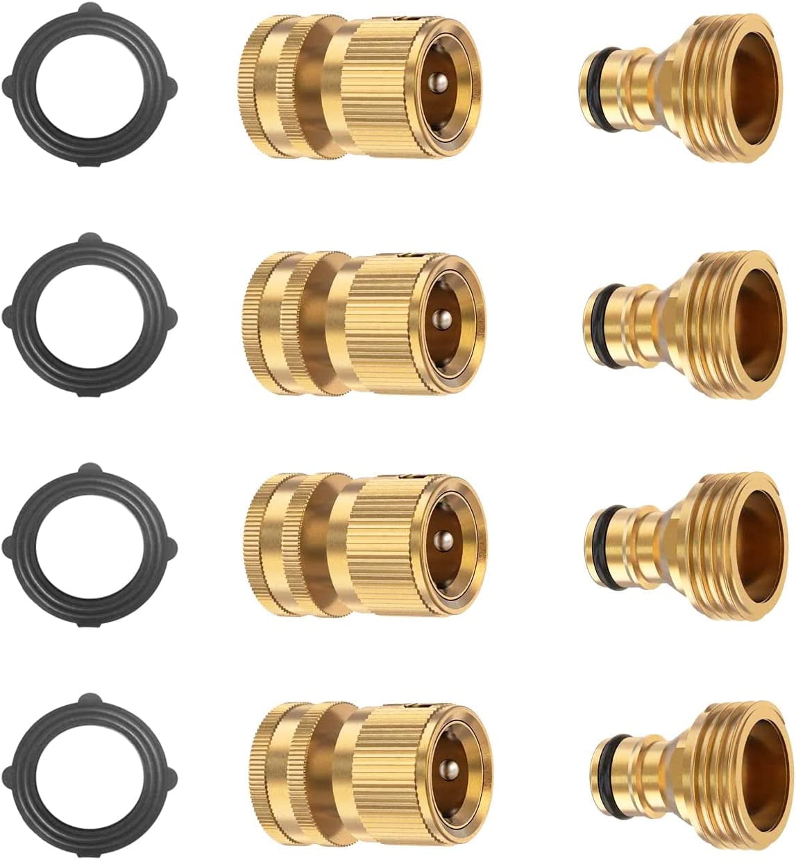 PHYSUN-(4 Sets Garden Hose Quick Connector Set, Solid Brass 3/4 Inch ...