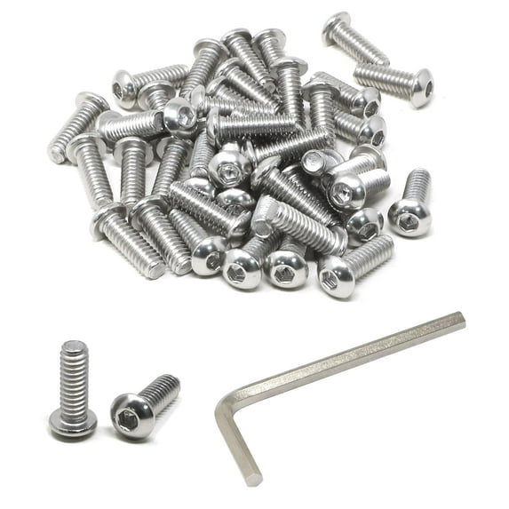 PHYSUN-50 Pcs 1/4-20 x 3/4" Stainless Steel 304 Hex Socket Button Head ...