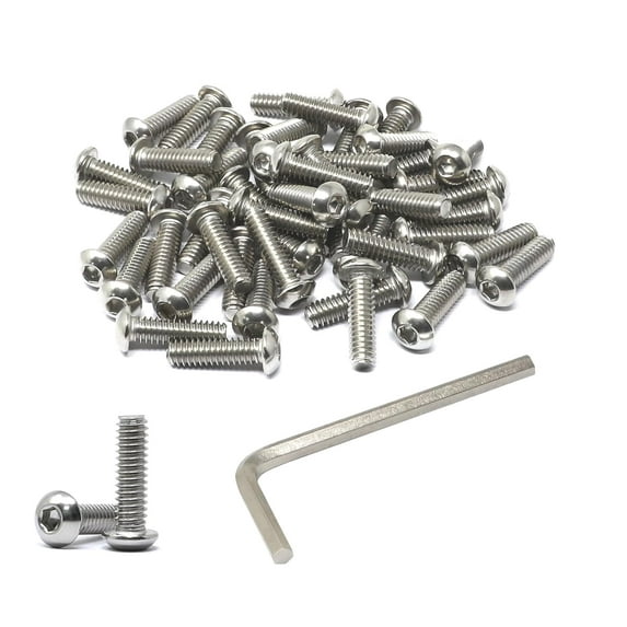 PHYSUN-50 Pcs 1/4-20 x 7/8" Stainless Steel 304 Hex Socket Button Head ...