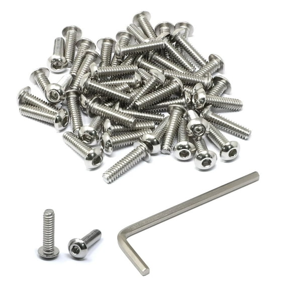 PHYSUN-50 Pcs #10-24 x 3/4" Stainless Steel 304 Hex Socket Button Head ...