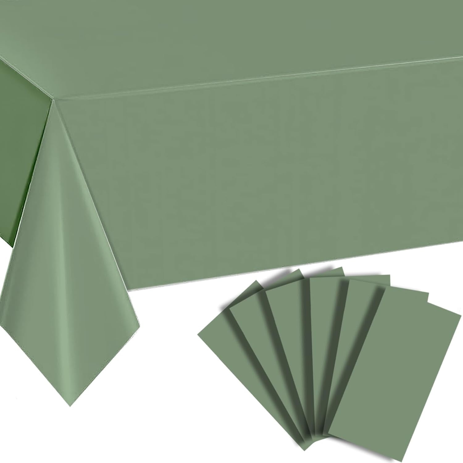 PHYSUN-6 Pack Sage Green Plastic Tablecloths for Rectangle Tables ...