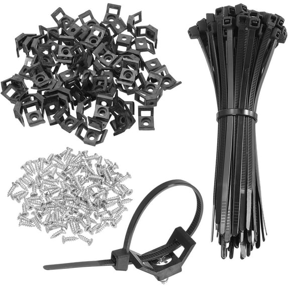 PHYSUN-60pcs 1.1" Cable Tie Saddle Type Mounts Base with 6" Cable Zip ...