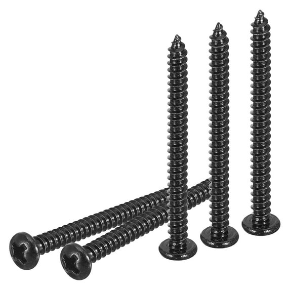 PHYSUN-#6x1-1/2 Phillips Pan Head Self-Tapping Screw - 100Pack - Black ...