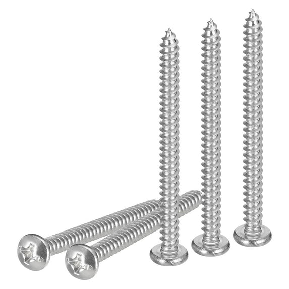PHYSUN-#6x1-3/4 Phillips Pan Head Self-Tapping Screw - 100Pack - Bright ...