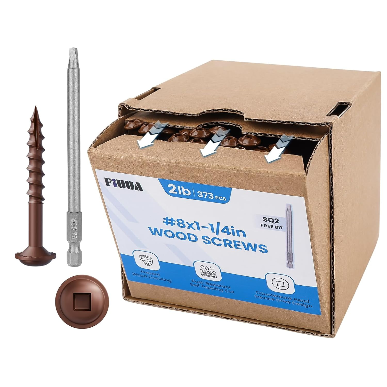 PHYSUN-#8 Pocket Hole Screws 1-1/4 Inch, 2 Lb Coarse Thread Wood Screws ...