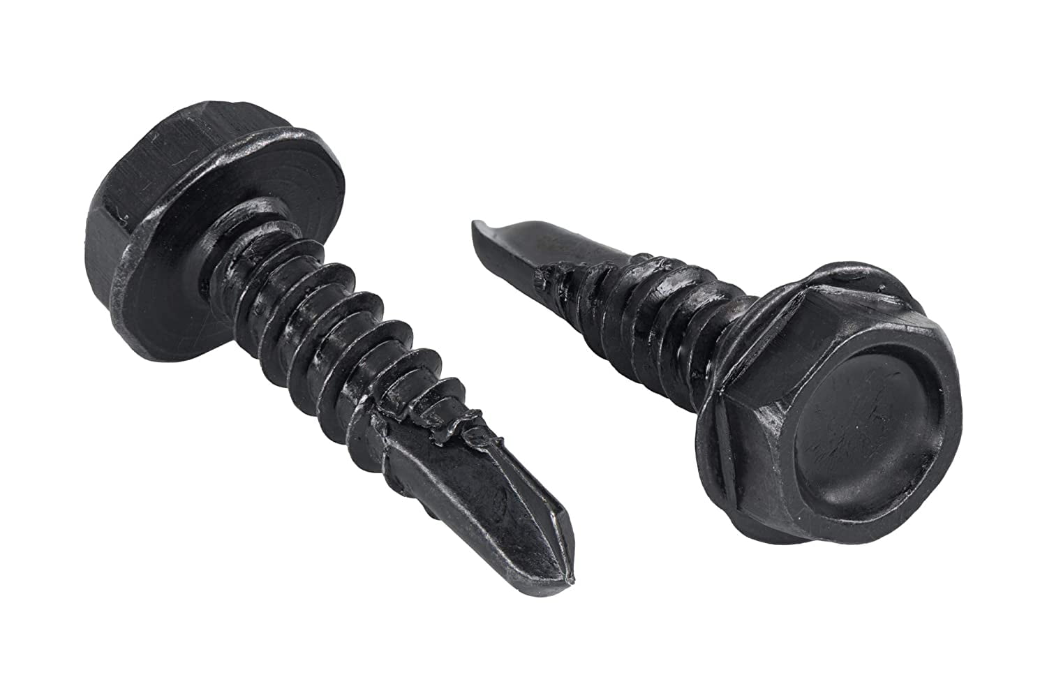 PHYSUN-#8 x 1 in. Black Exterior Self Drilling Screws, Hex Washer Head ...