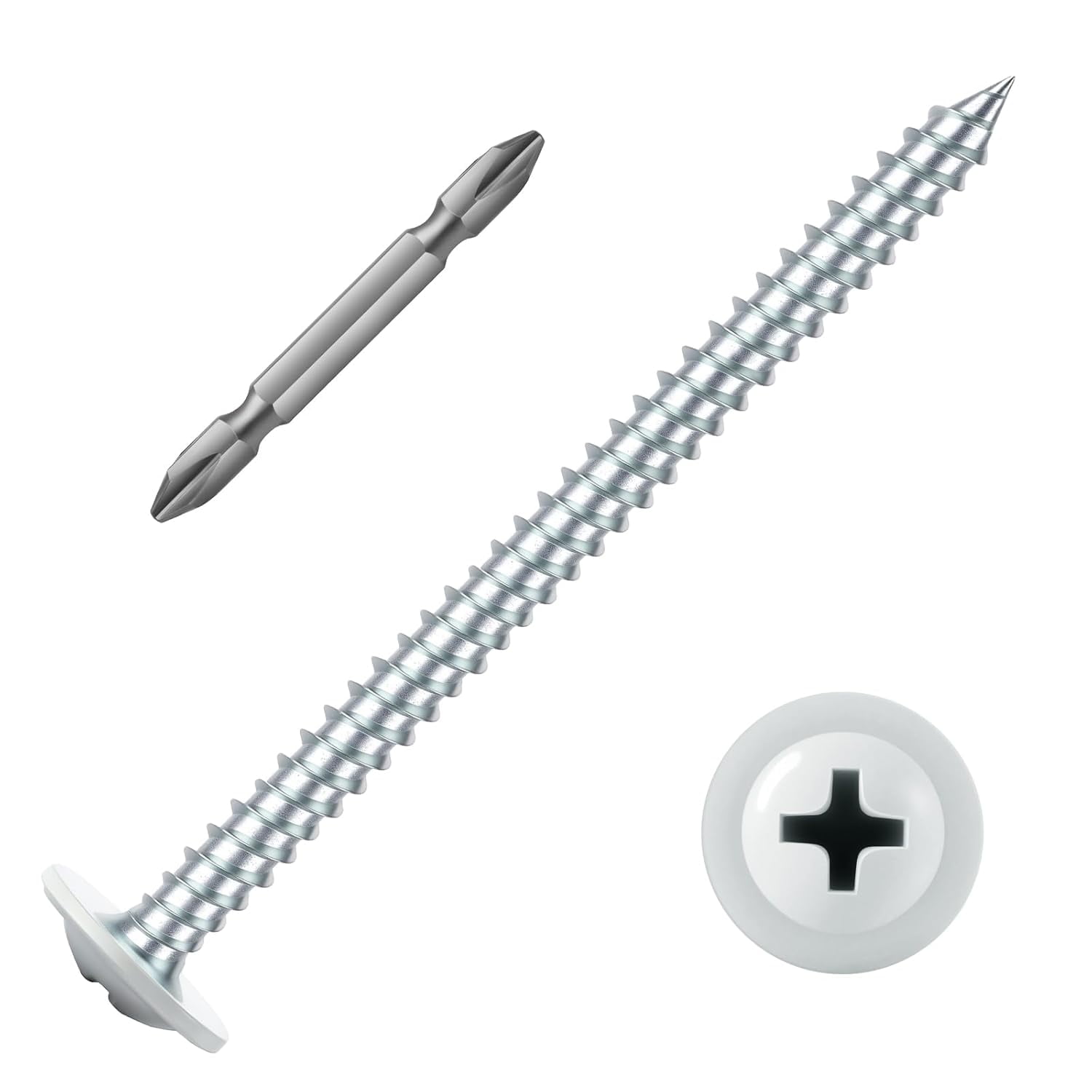 PHYSUN-#8 x 2 Inch Wood Screw 103Pcs White Head Alloy Steel Standard ...