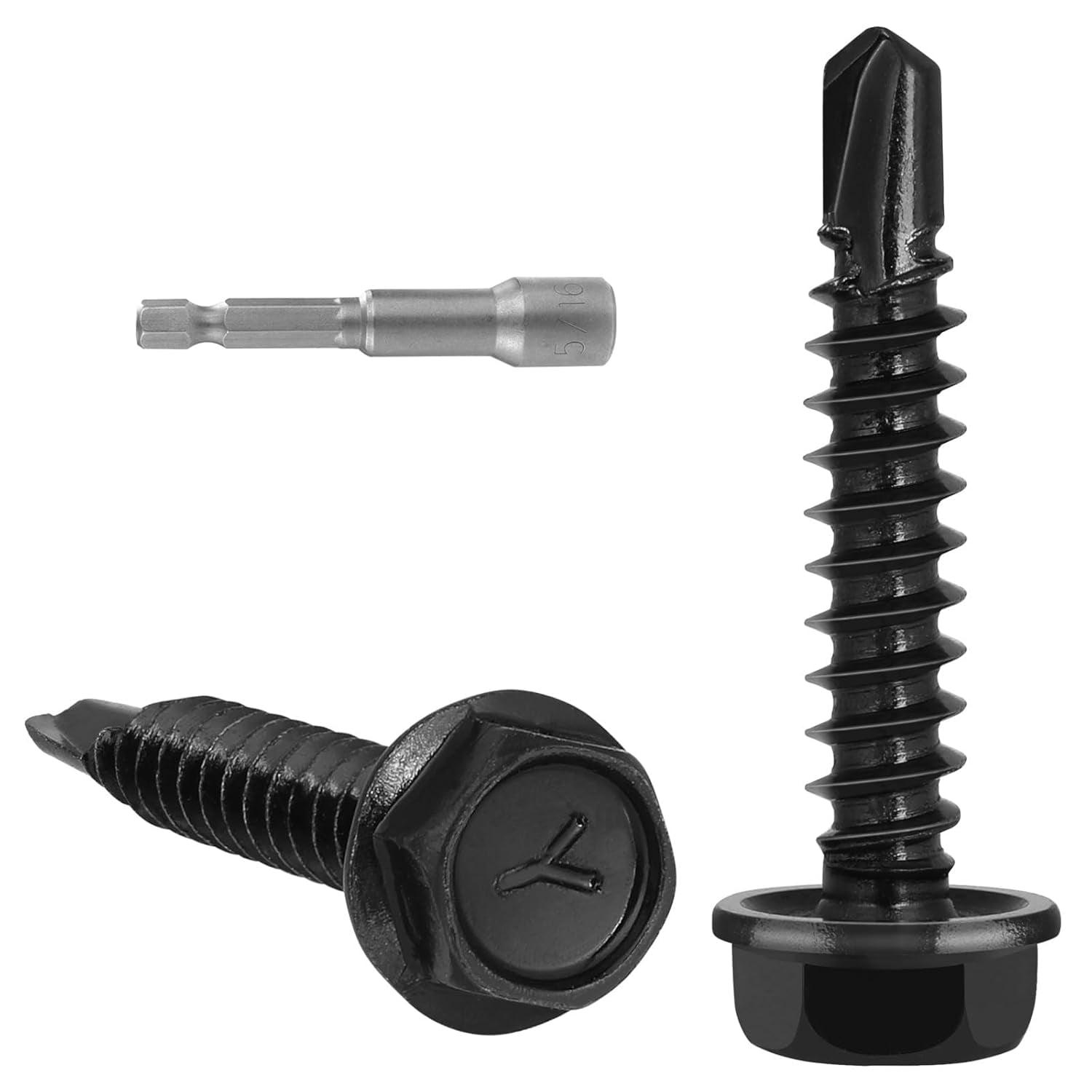 PHYSUN-88pcs #12 x 1 Self Drilling Screws for Metal,410 Stainless Steel ...