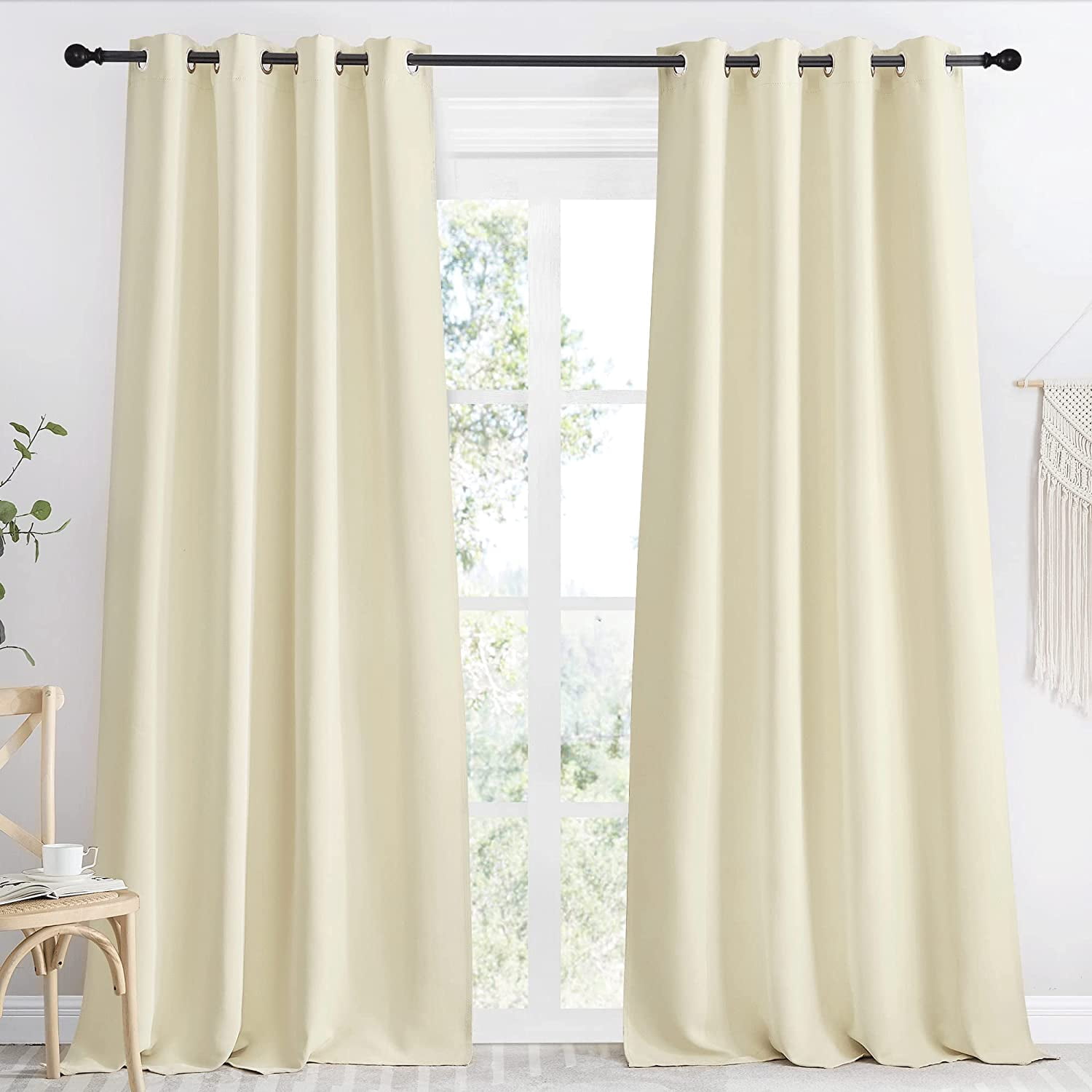 PHYSUN-Beige Blackout Curtain 118 inch Long, W55 x L118, 1 Panel ...