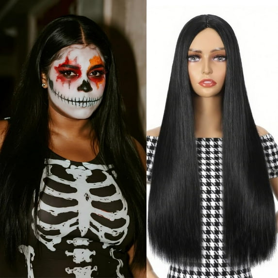 PHYSUN-Black Wigs for Women, Middle Part Long Straight Hair Wig 26 inch ...