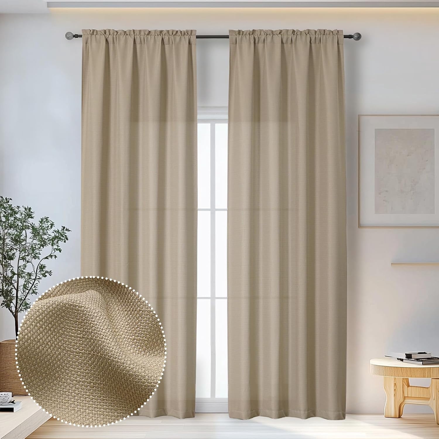 PHYSUN-Bob Camel Curtains 96 Inches Extra Long 2 Panels Set for Living ...
