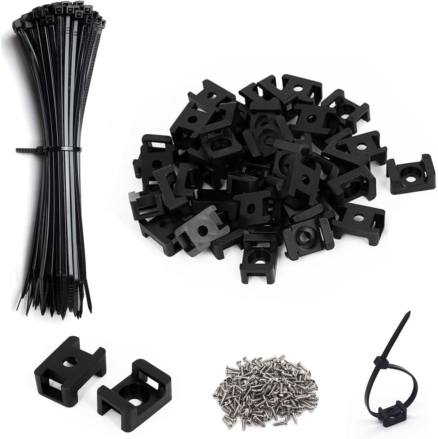 PHYSUN-Cable Zip Tie Mounts Kit-100 Pcs Cable Zip Tie Saddle Type ...