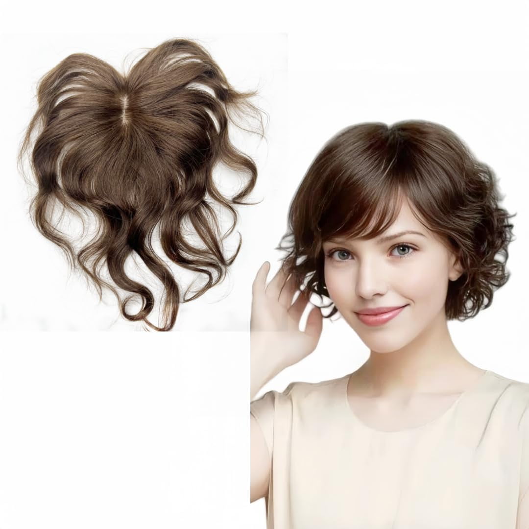 PHYSUN-Curly Wave Clip in Human Hair Bangs with 3D Fringe, Lace Human ...