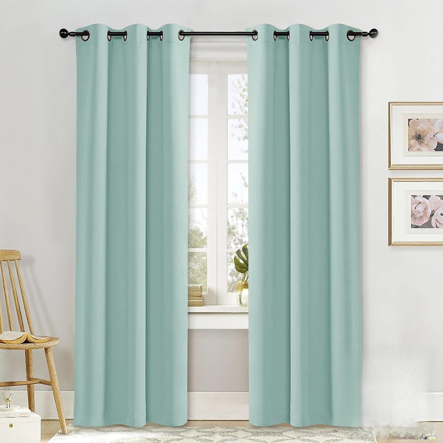 PHYSUN-Curtain Blackout Drape Panel, Single Panel, 42 x 84 inch, Aqua ...