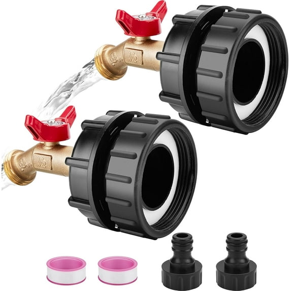 PHYSUN-IBC Tote Adapter 2 Pack, 2.44" Fine Thread Adapter for 275-330 ...