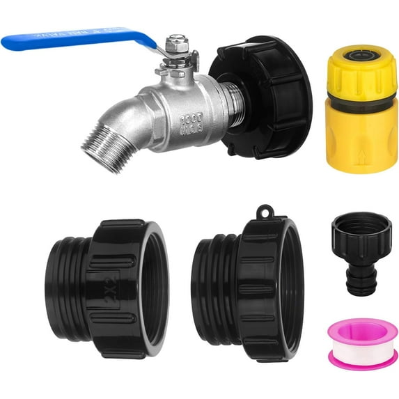 PHYSUN-IBC Tote Water Hose Adapter, 304 Stainless Steel 3/4" NPT to 3/4 ...