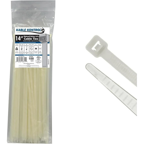 PHYSUN-Kable Kontrol Heavy Duty Cable Zip Ties 100 Pcs 14 Inch, Natural ...