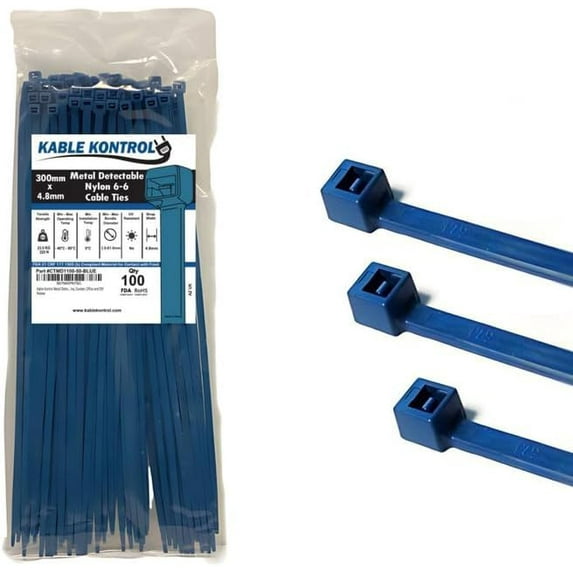 PHYSUN-Kable Kontrol Metal Detectable Blue Zip Ties 100 Pcs 11 Inch, 50 ...