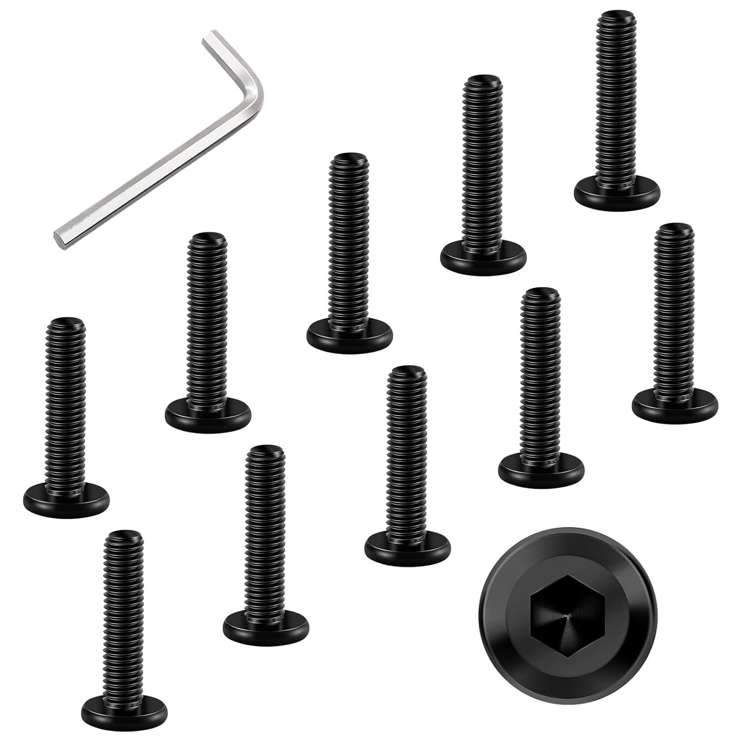 PHYSUN-M6 x 30mm Bolt, 10 Pcs Per Set with 1 Hex Spanner, Flat Head Hex ...