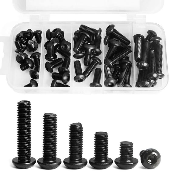 PHYSUN-M6 x 8/12/16/20/25mm Button Head Socket Screws M6 Bolts, 10.9 ...