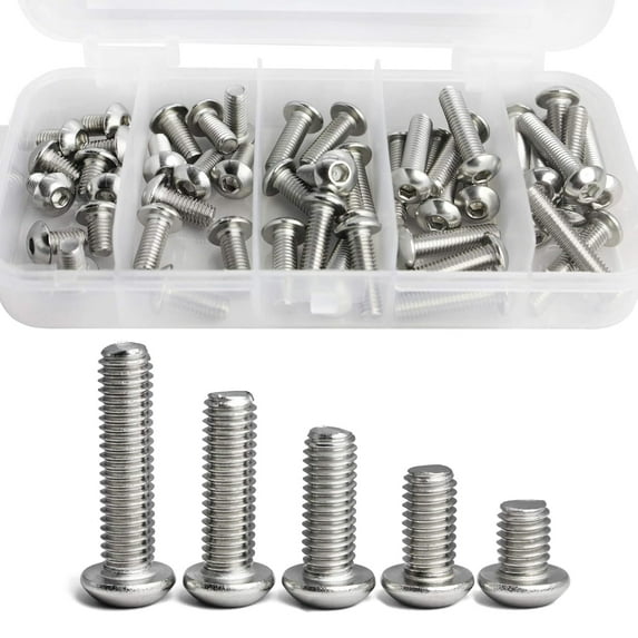 PHYSUN-M6 x 8/12/16/20/25mm Metric Screws Button Head Screws M6 Bolts ...