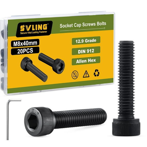 PHYSUN-M8-1.25 x 40mm Bolt, 20PCS M8 Hex Socket Head Cap Screws Bolts ...