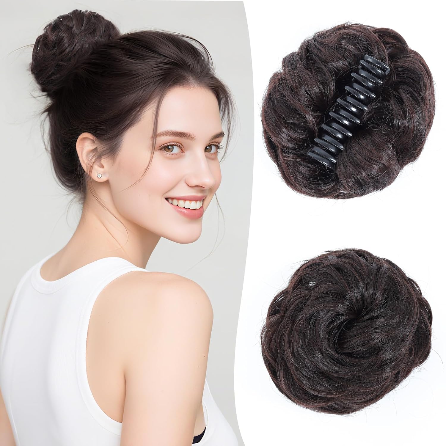 PHYSUN-Messy Bun Hair Pieces for Women, Wavy Claw Clip Hair Bun ...
