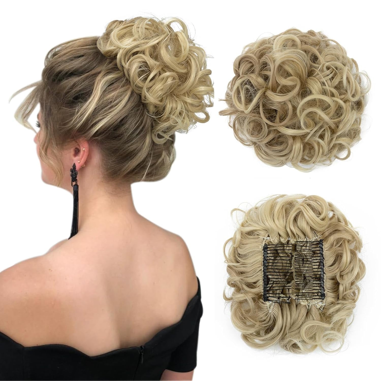 PHYSUN-Messy Bun Scrunchie Hair Piece with Combs Clip in Bun Scrunchy ...