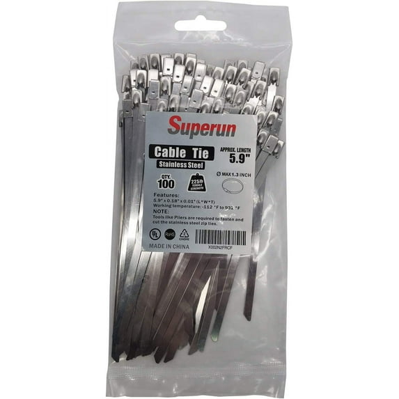 PHYSUN-Metal Zip Ties 5.9 Inch Stainless Steel Cable Ties 225 LBS ...