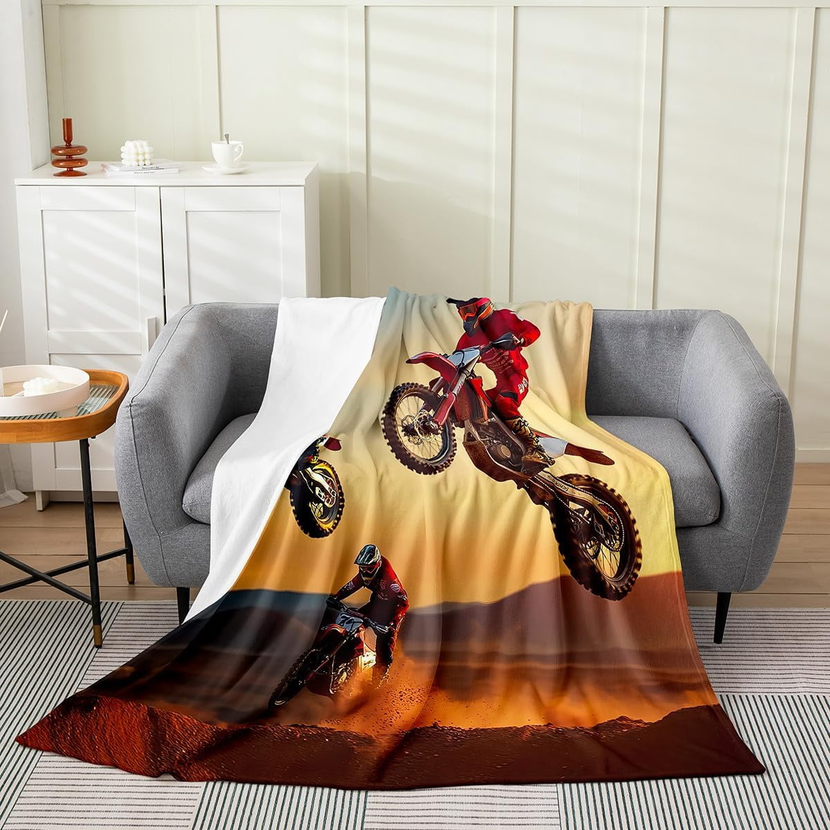 PHYSUN-Motocross Rider Fleece Throw Blanket for Bed, Sofa, Couch - Kids ...
