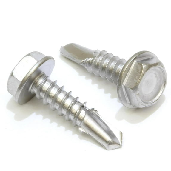 PHYSUN-No. 10 x 5/8" Stainless Hex Washer Head Self Drilling Screws ...