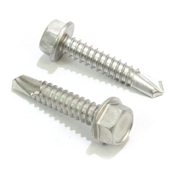 PHYSUN-No. 12 x 1 Stainless Hex Washer Head Self Drilling Screws - 100 ...