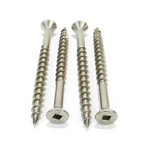 PHYSUN-No. 8 x 1-3/4" Stainless Deck Screws, (100 Pack) Square Drive ...