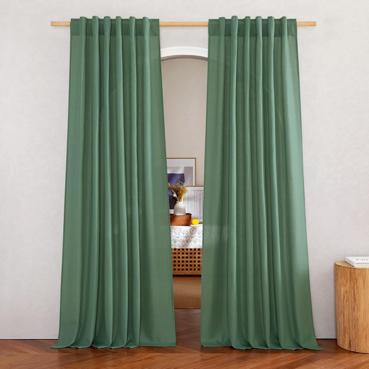 PHYSUN-Olive Green Curtains 84 inch Length 2 Panels, Rod Pocket & Back ...